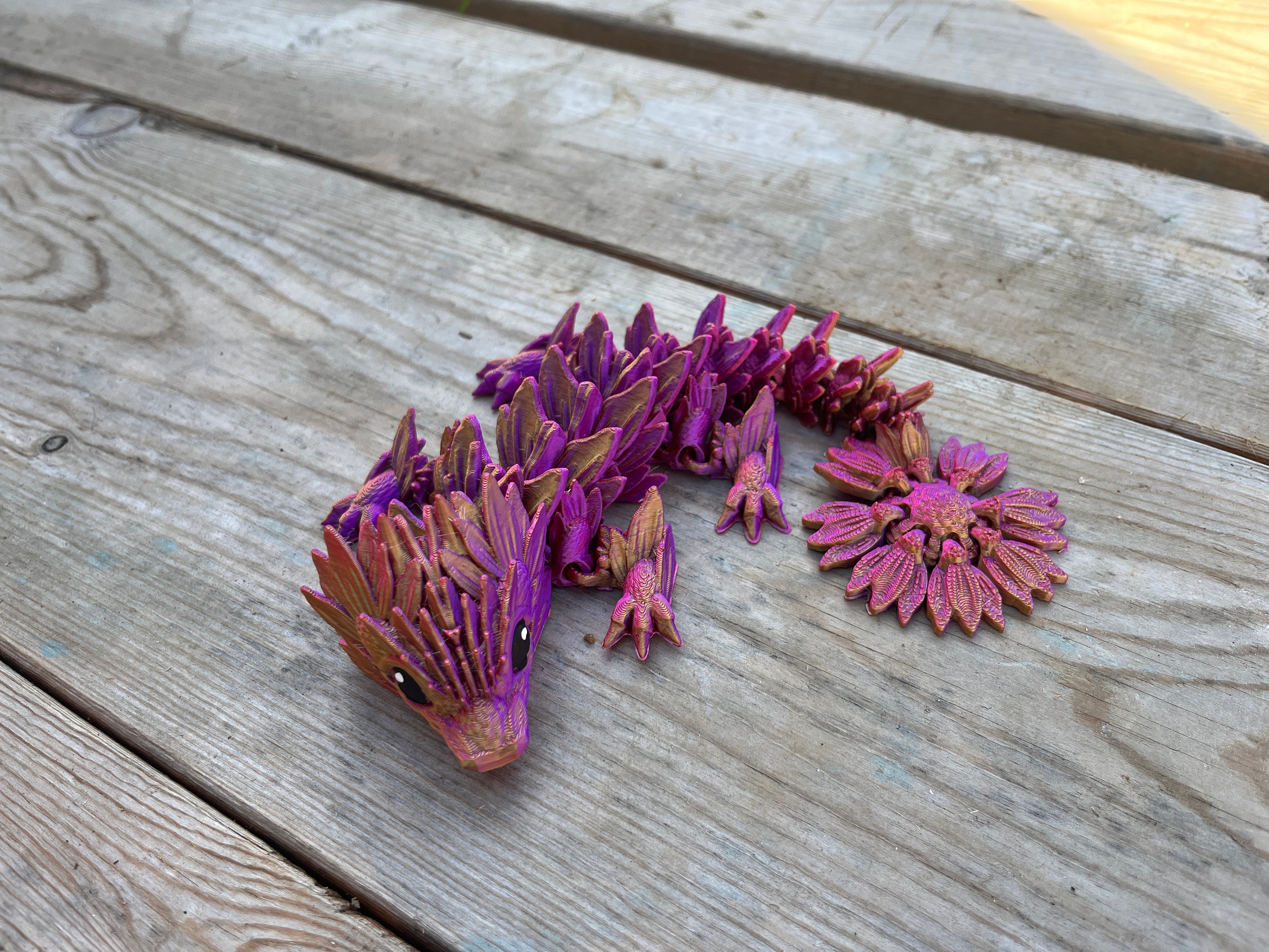 Beautiful Sunflower Dragon, 3D Printed Articulating Fidget Toy, Dragon ...