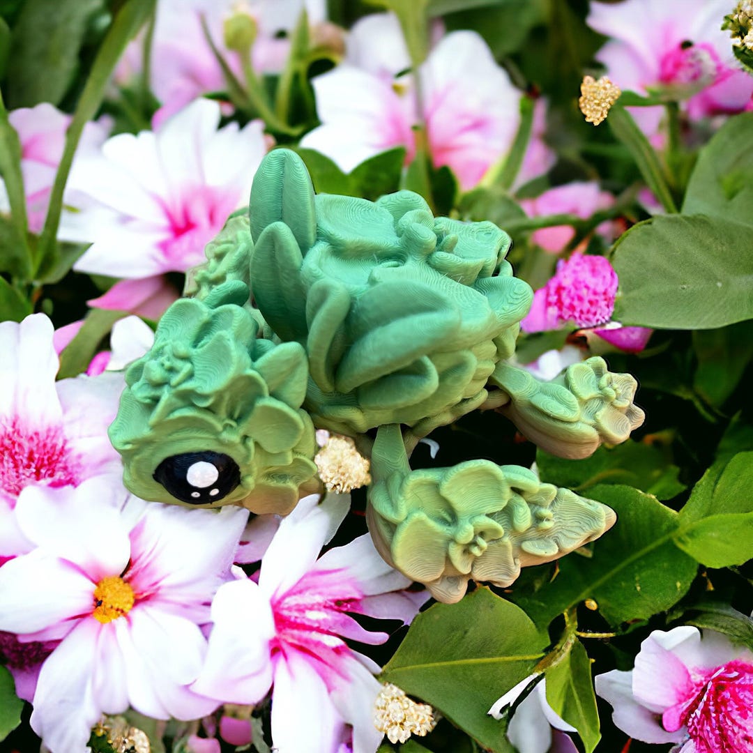 Charming Orchid Turtle, 3D Printed Articulating Fidget Toy, Valentine's ...