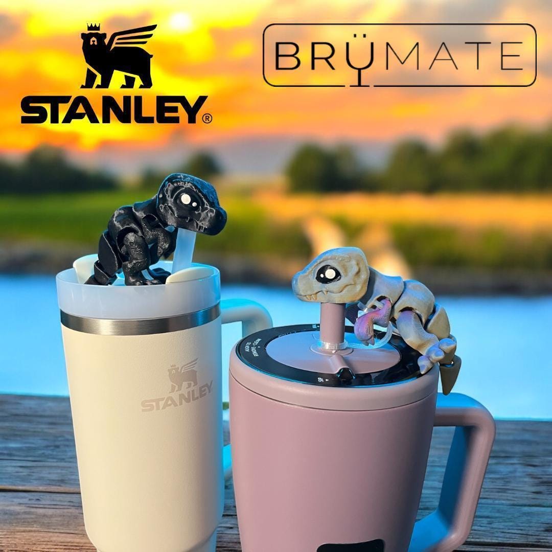 3D Printed T-rex Straw Topper: Stanley & Brumate Cups, Articulated ...