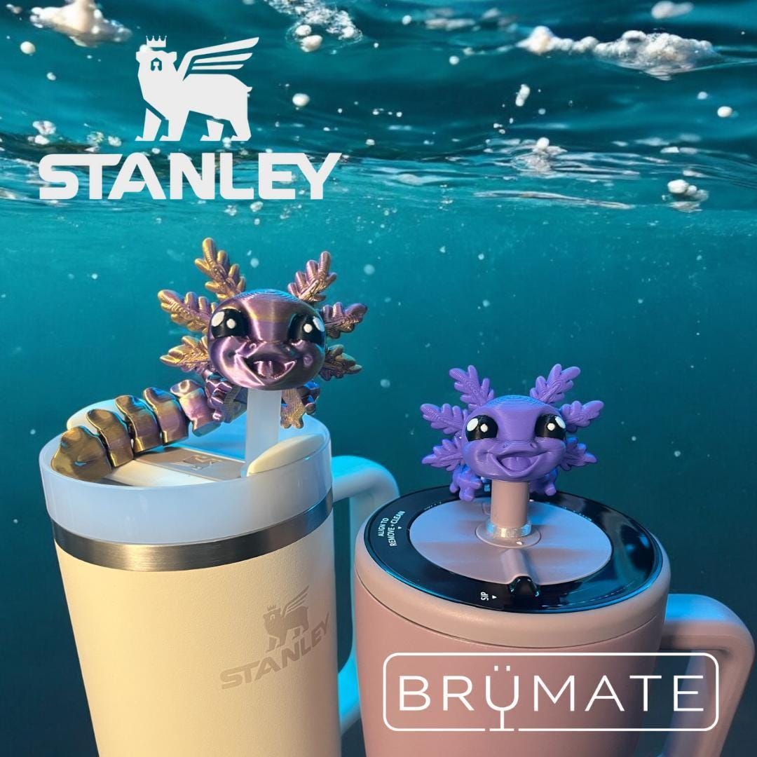 Smiling Axolotl Straw Topper for Stanley & Brumate, Fits 10mm Stanley ...