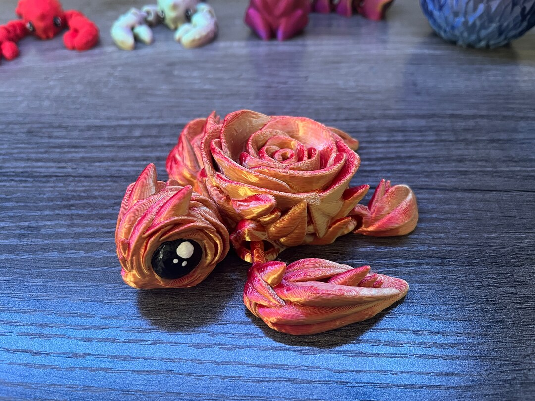 Lovely Rose Turtle, 3D Printed Articulating Fidget Toy, Turtle Lover ...