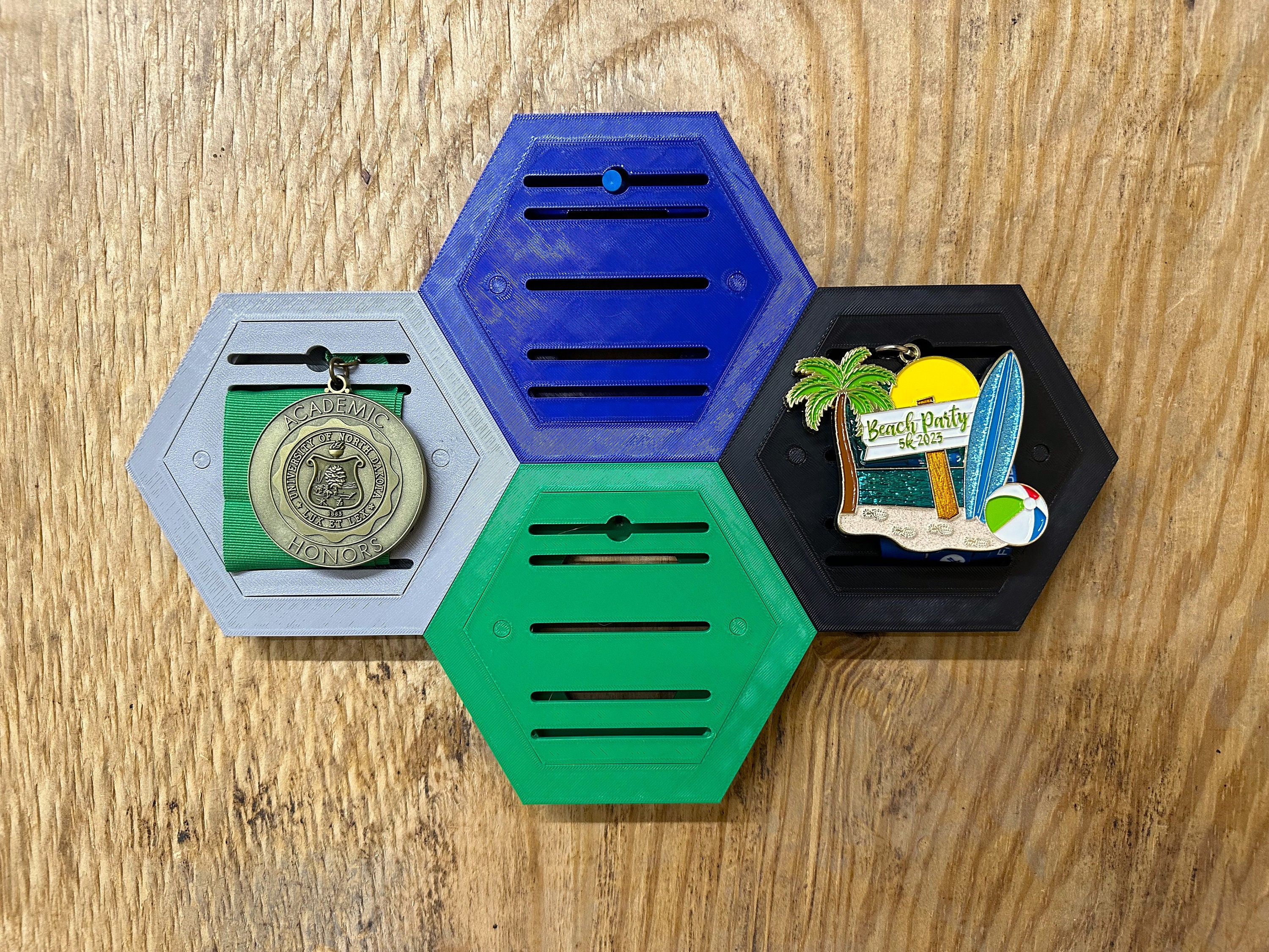 3D Printed Modular Hexagon Race Medal Holders, 3D Print Honeycomb ...
