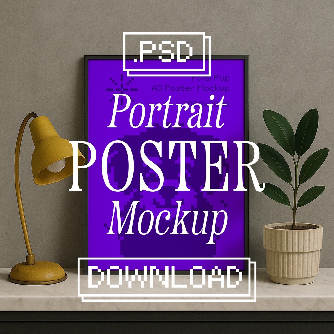 Portrait Poster Mockup. Black Frame. .PSD Downloadable File. 2000x2000 ...