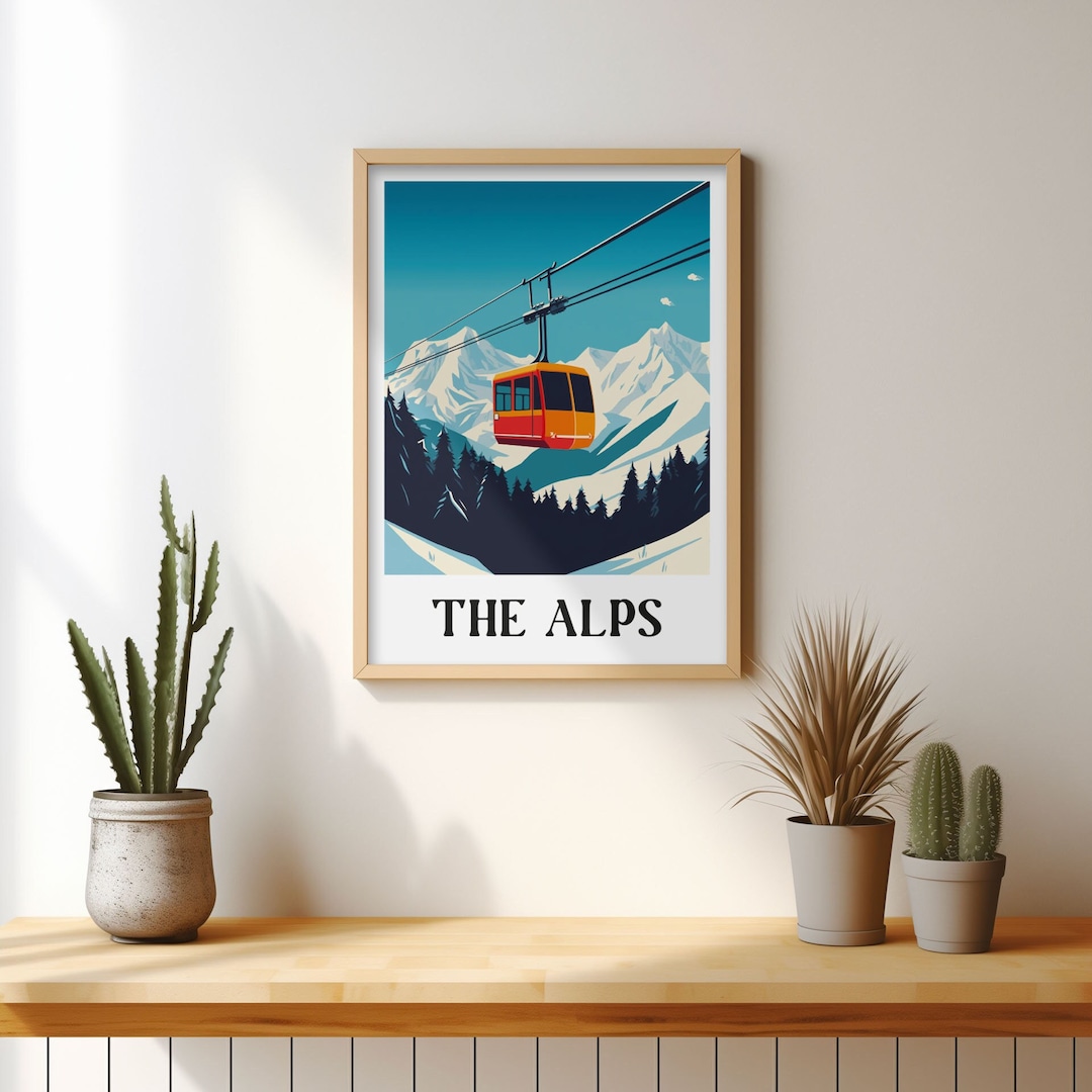 Skiing in the Alps Poster - Colourful Digital Poster / Print. Download ...