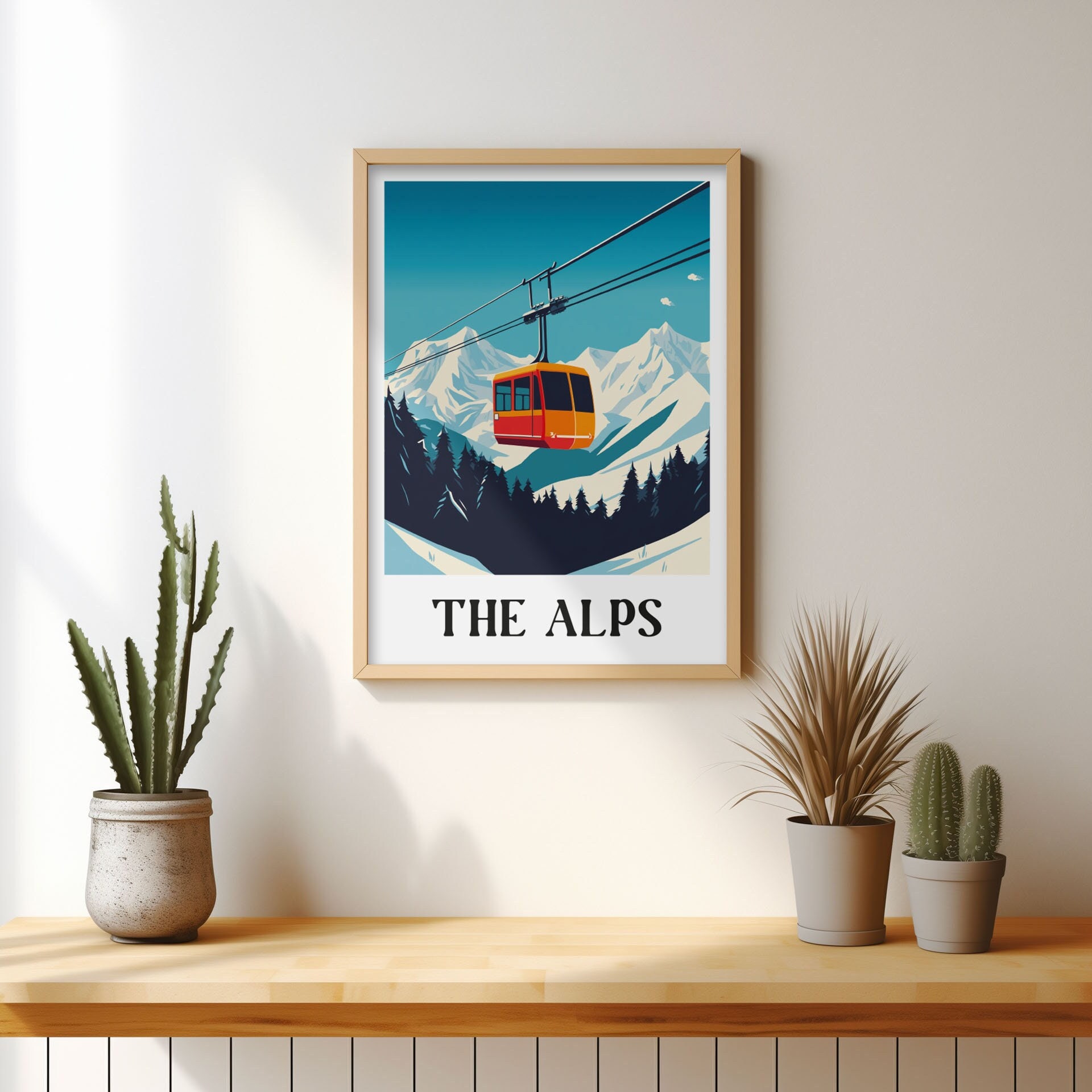 Skiing in the Alps Poster - Colourful Digital Poster / Print. Download ...