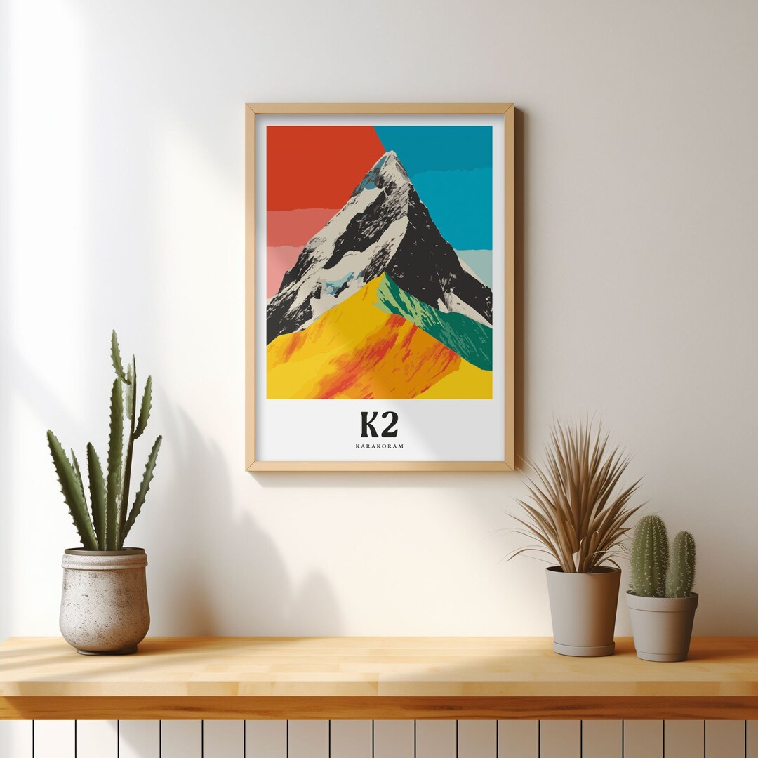K2 Mountain - Karakoram - Colourful Digital Poster / Print. Download ...