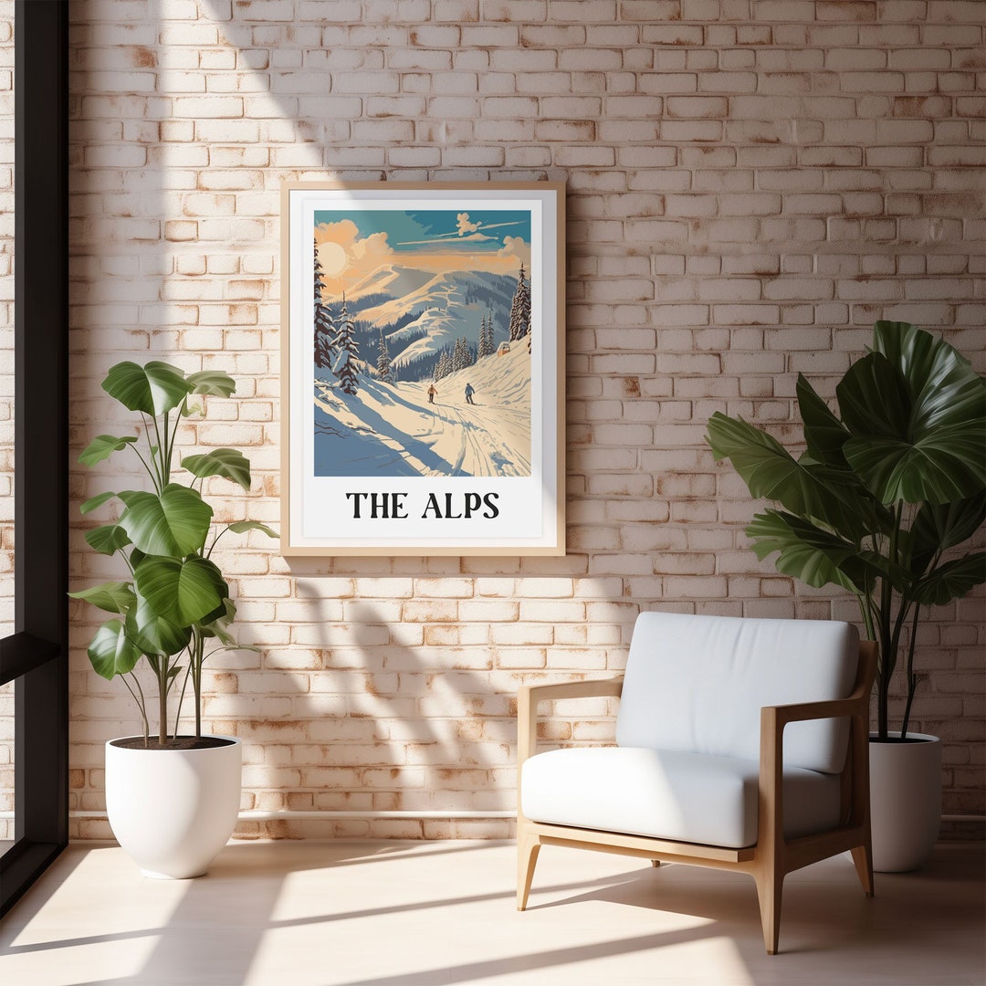 The Alps, Skiing Poster - Colourful Digital Poster / Print. Download ...