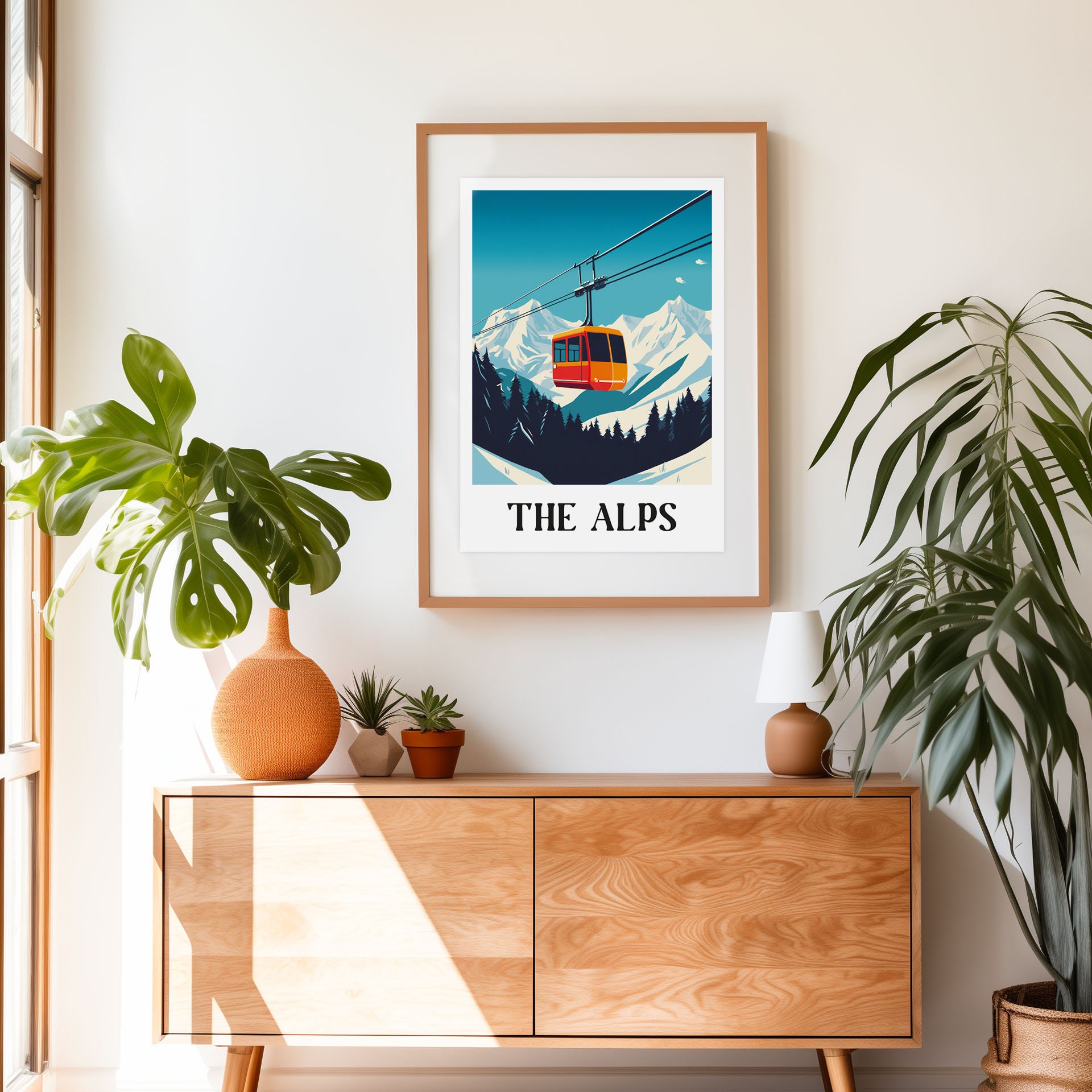 Skiing in the Alps Poster - Colourful Digital Poster / Print. Download ...