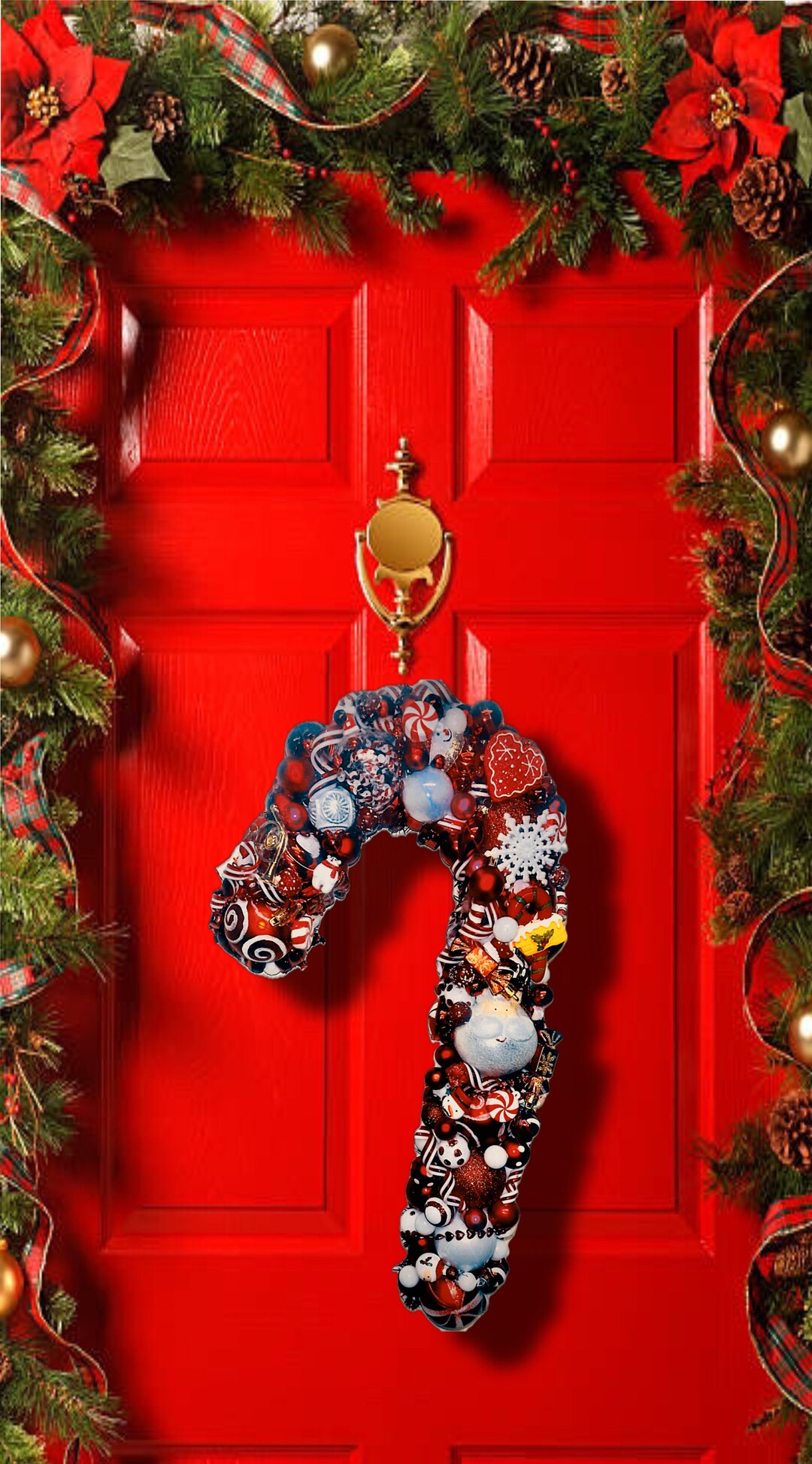 Christmas Candy Cane Bulb Wreath - Etsy