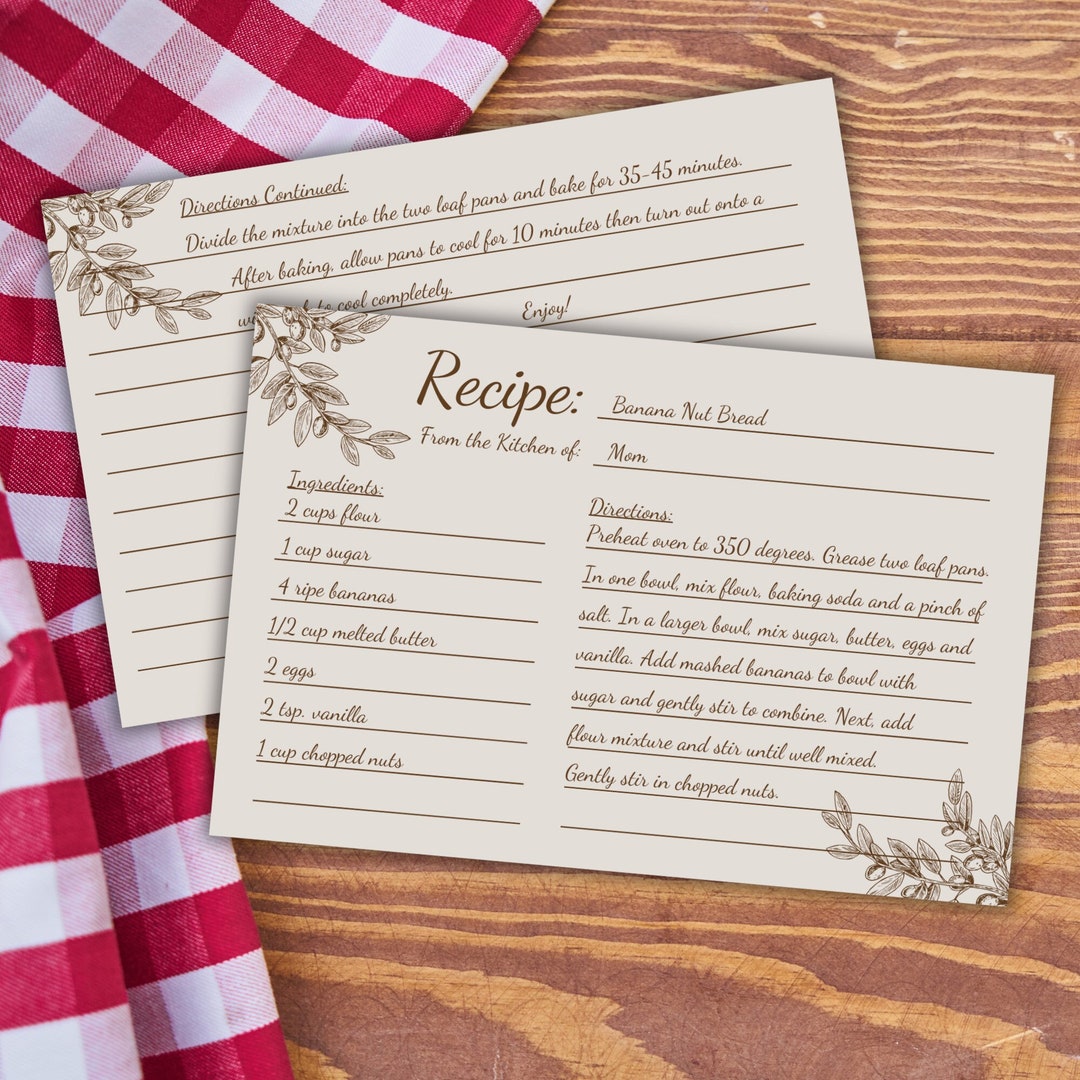 Printable Recipe Card 4inx6in Front & Back - Etsy