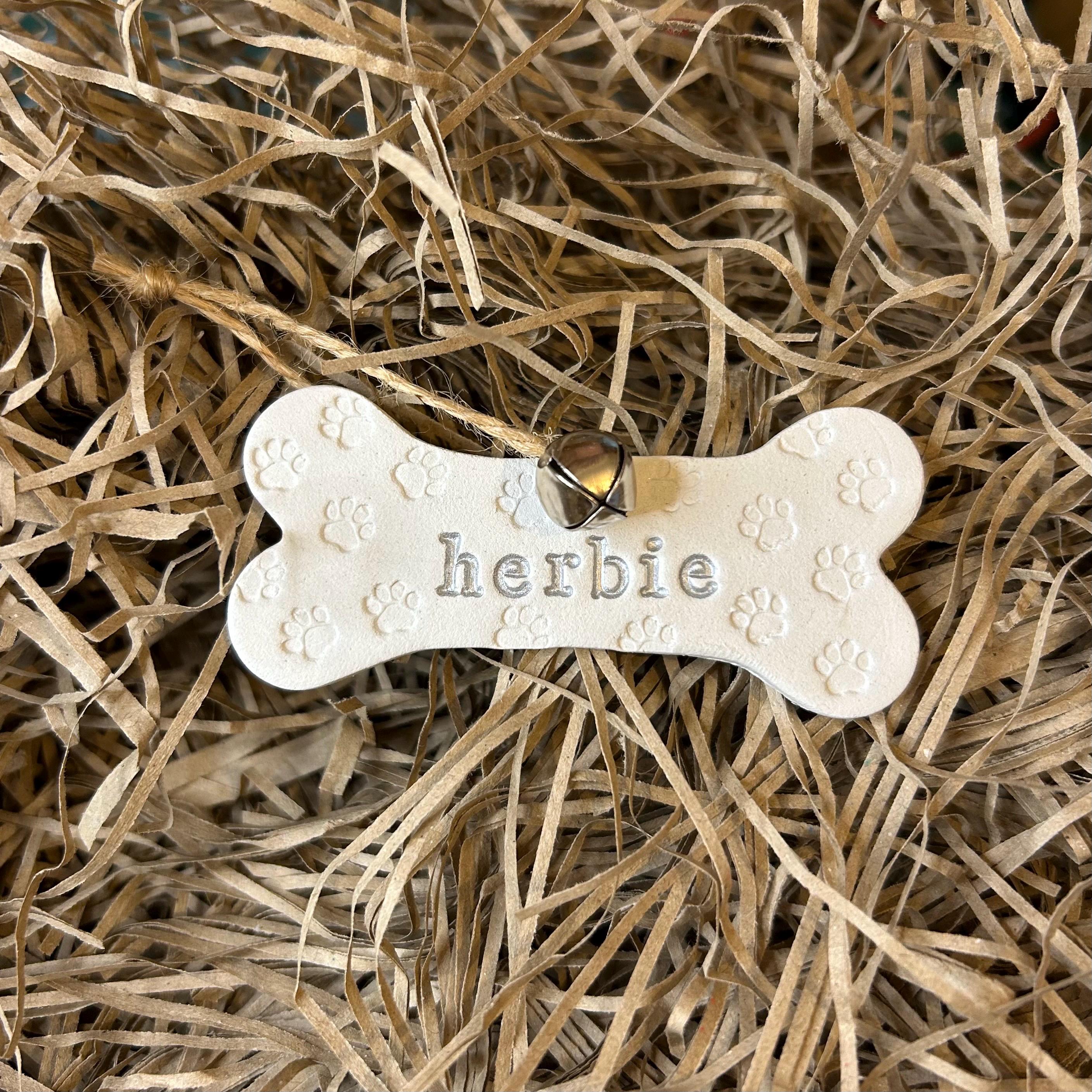 Personalised Dog Bone Decoration - Custom Dog Ornament - Paw Print ...