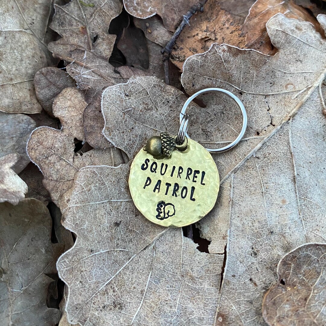 Squirrel Patrol Dog Tag – Hand Stamped, Hammered Tag - Dog ID Tag ...