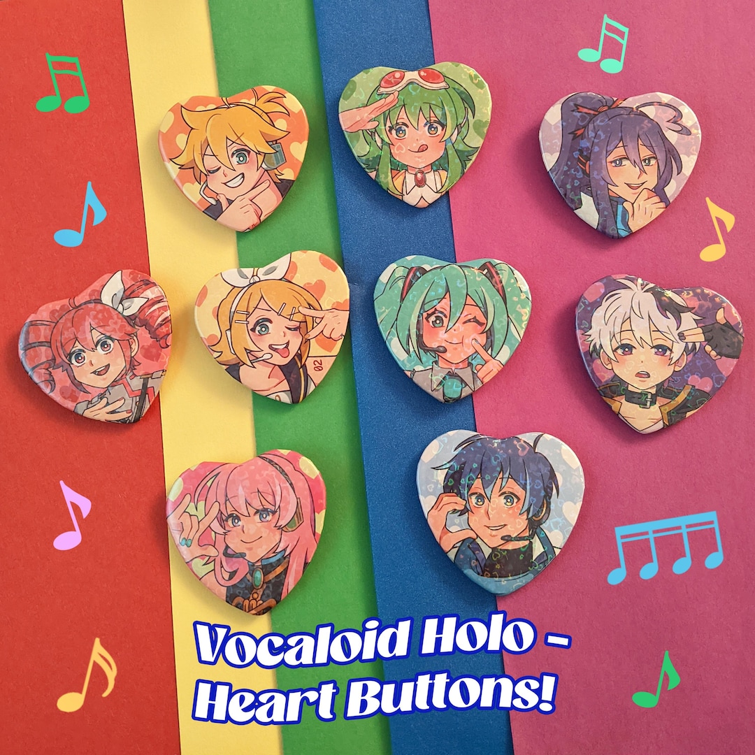 VOCALOID | Holo Heart Buttons - Etsy