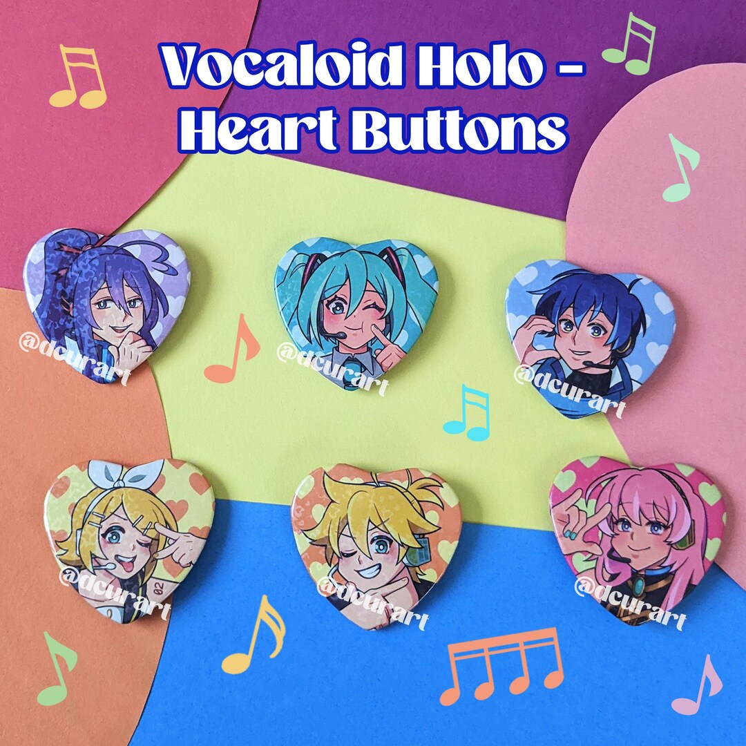 VOCALOID | Holo Heart Buttons - Etsy