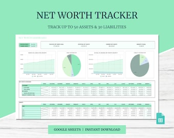 Net Worth Tracker Spreadsheet for Google Sheets, Net Worth Calculator ...