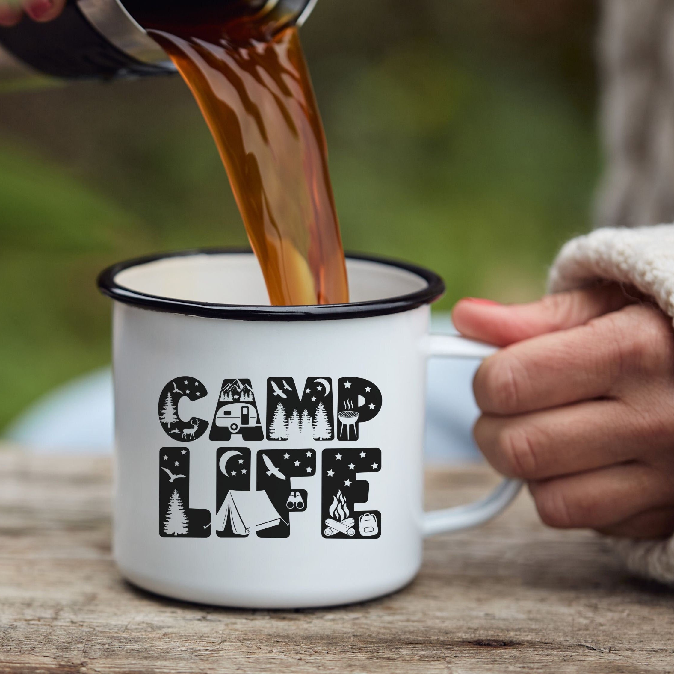 Camp Life Camping Cup, Outdoor Adventure Camping Mug, Enamel Coffee Cup ...