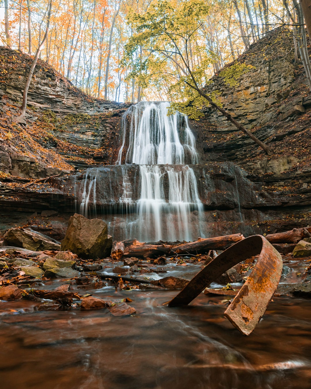 Printable Autumn Waterfall Scene, Digital Art, PRINTABLE Digital ...