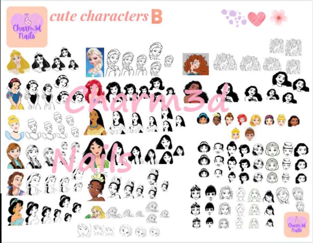 Charm3d Printable Digital Nail Art Template | Nail Art Guide | PDF Nail ...