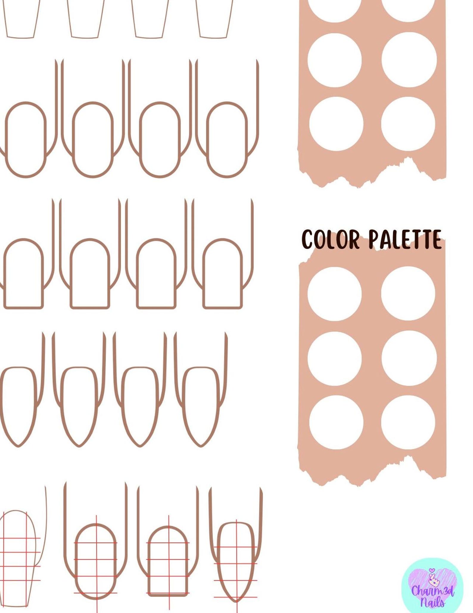 Bundle Printable Nail Art Guide | Nail Art Practice Sheet | Nail Art ...