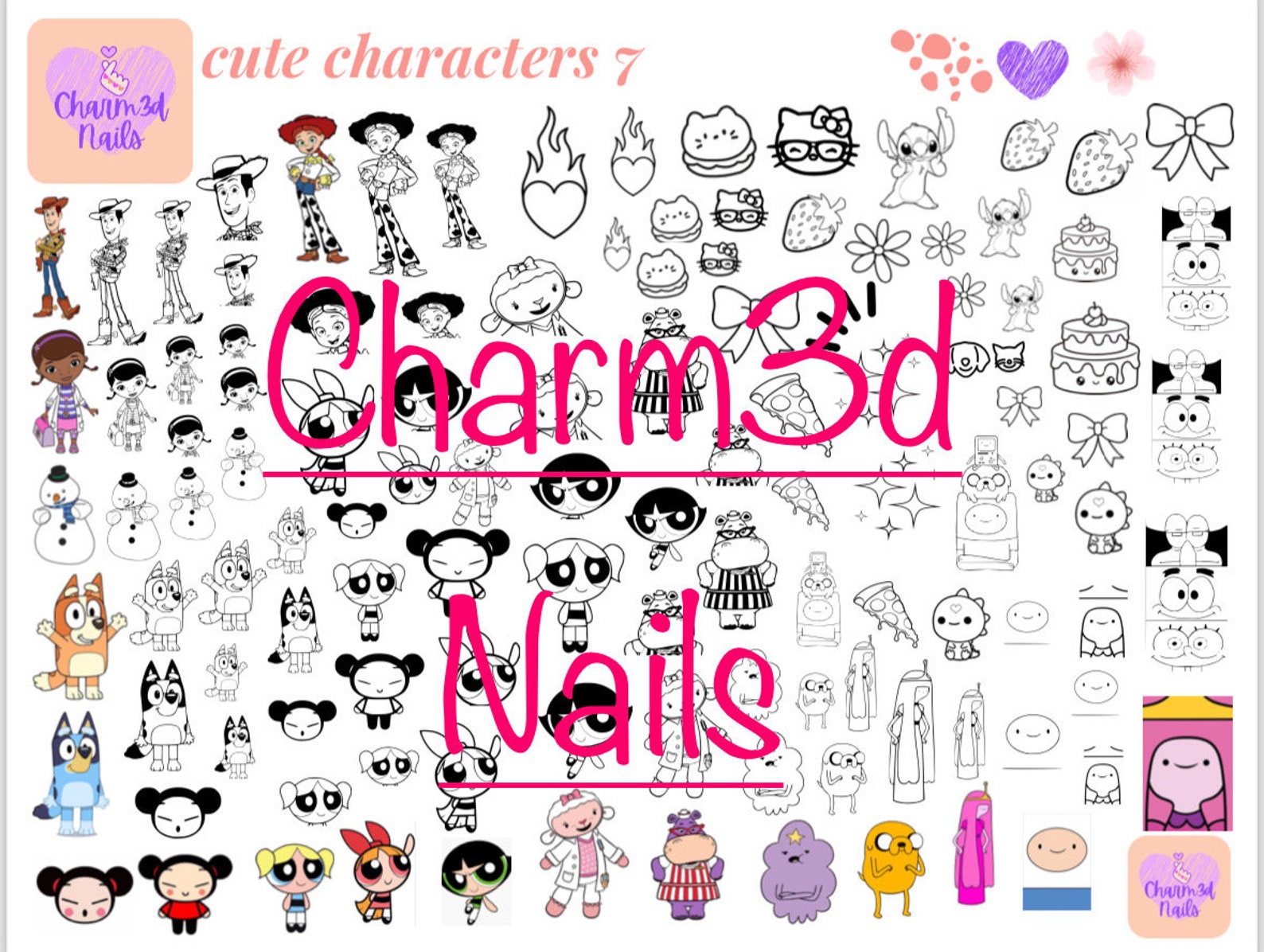 Charm3d Nail | Cute Character Digital Nail Art Guide | Nail Art ...
