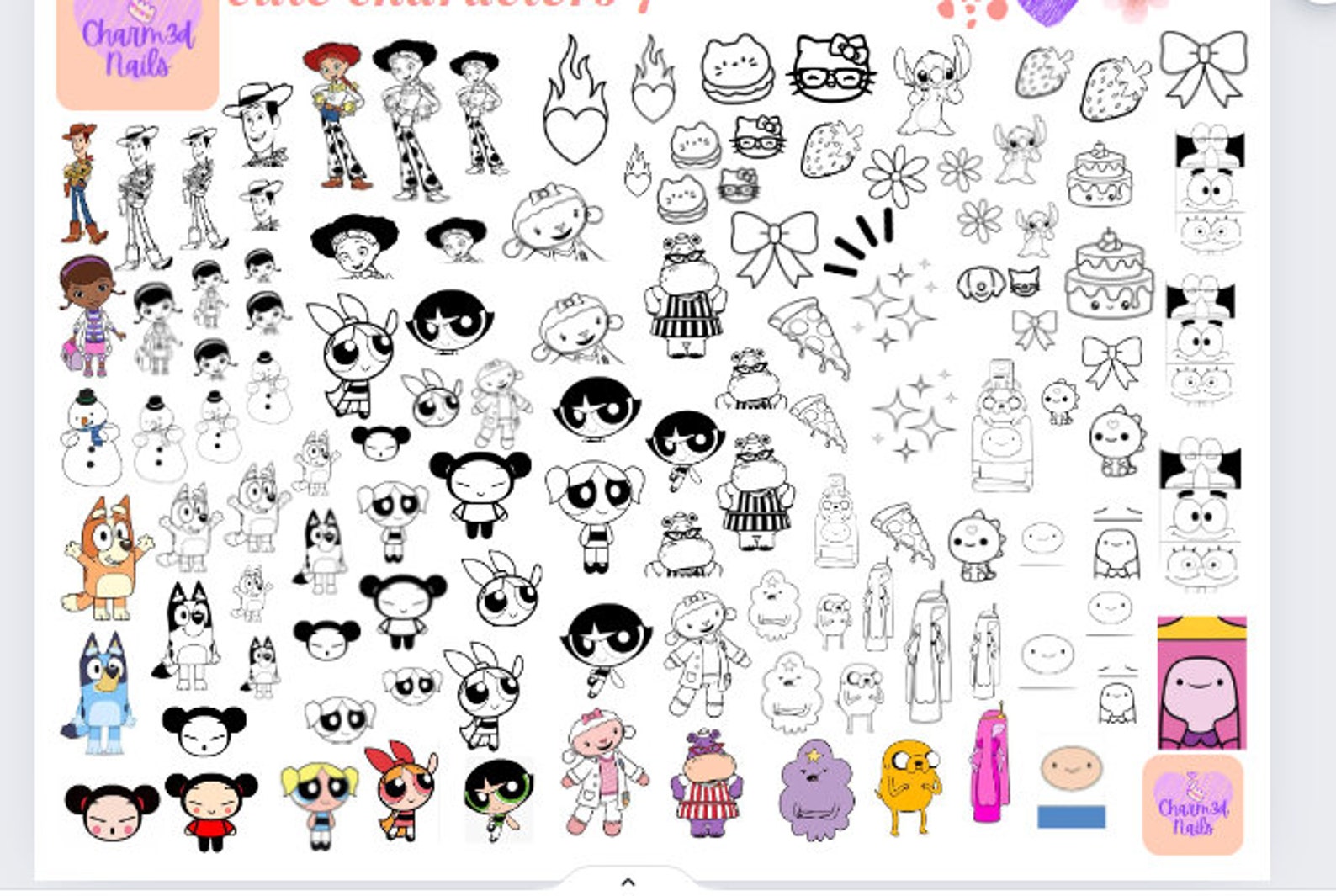 Charm3d Nail | Cute Character Digital Nail Art Guide | Nail Art ...