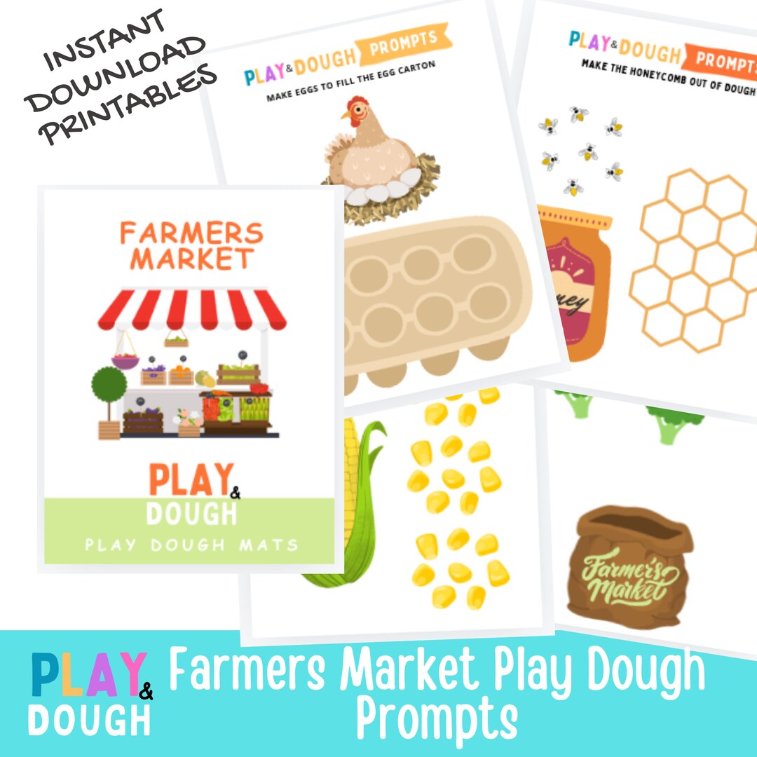 Farmers Market Dough Mats With Sensory Play Dough Prompts, Toddler ...