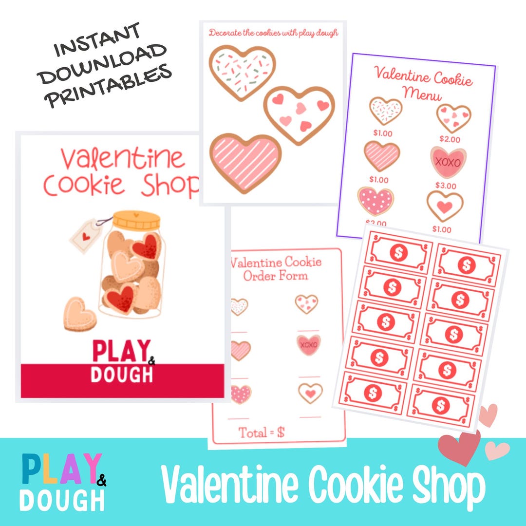Valentine Cookie Shop Play Dough Pretend Play With Sensory Play Dough ...