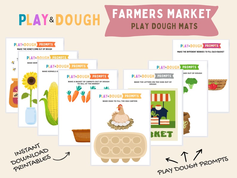 Farmers Market Dough Mats With Play Dough Prompts, Toddler Preschool ...