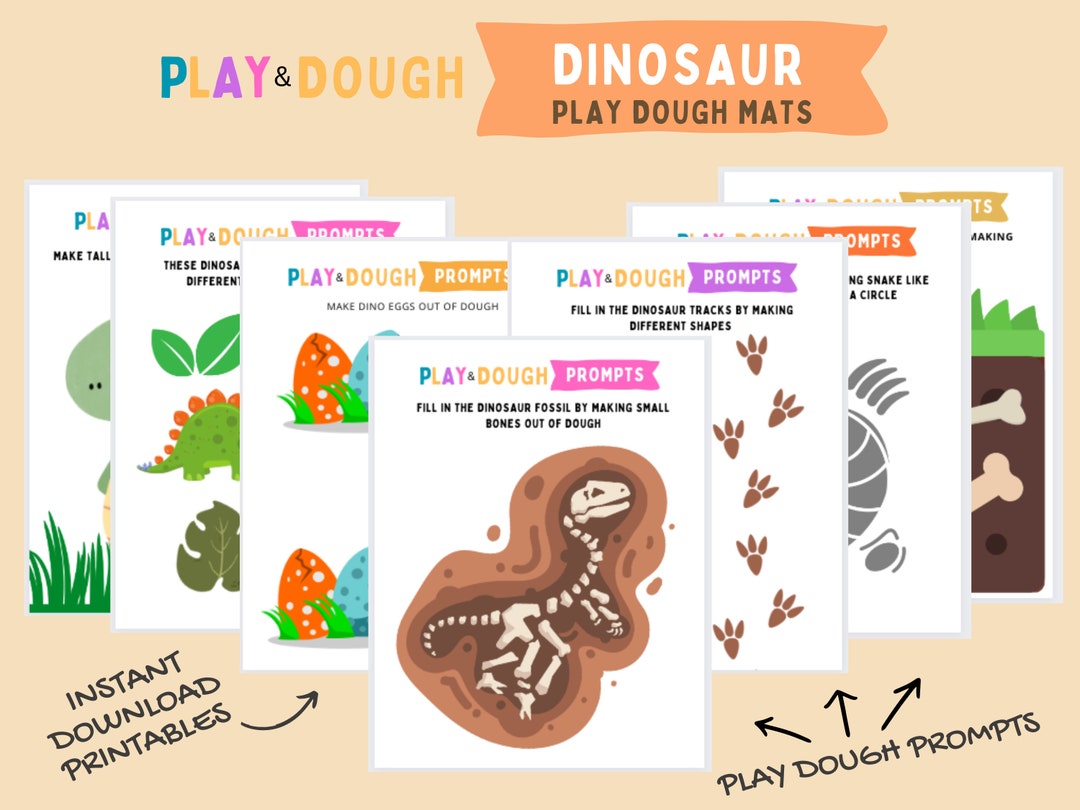 Dinosaur Play Dough Mats With Play Dough Prompts, Toddler Preschool ...