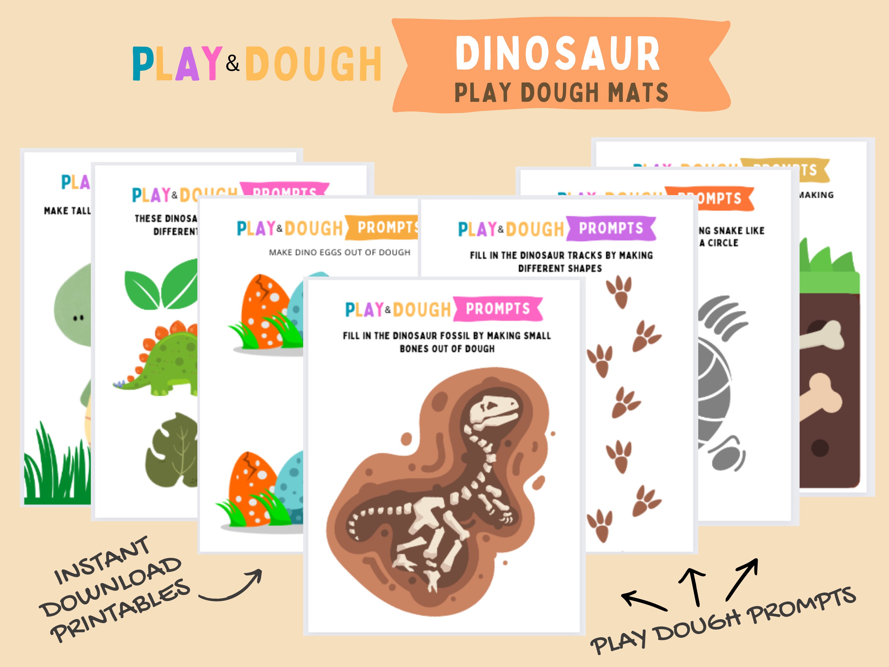 Dinosaur Play Dough Mats With Play Dough Prompts, Toddler Preschool ...