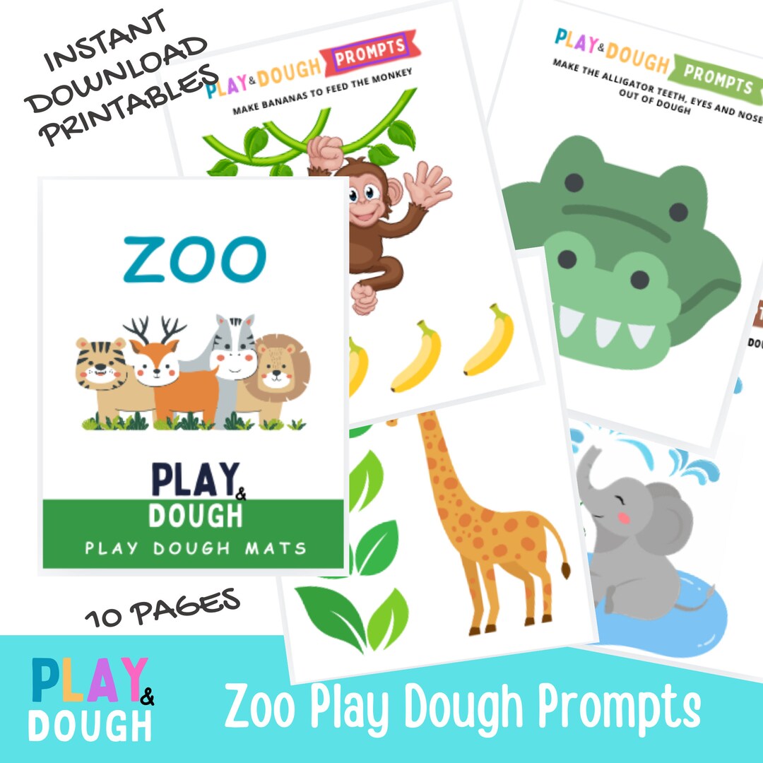 Zoo Play Dough Mats With Sensory Play Dough Prompts, Toddler Preschool ...