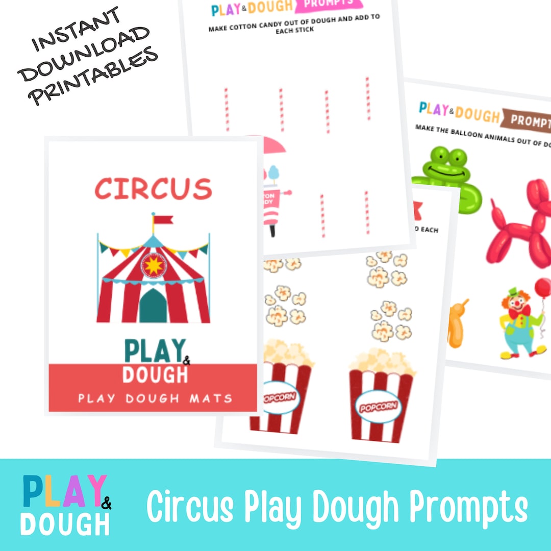 Circus Play Dough Mats With Sensory Play Dough Prompts and Activity ...