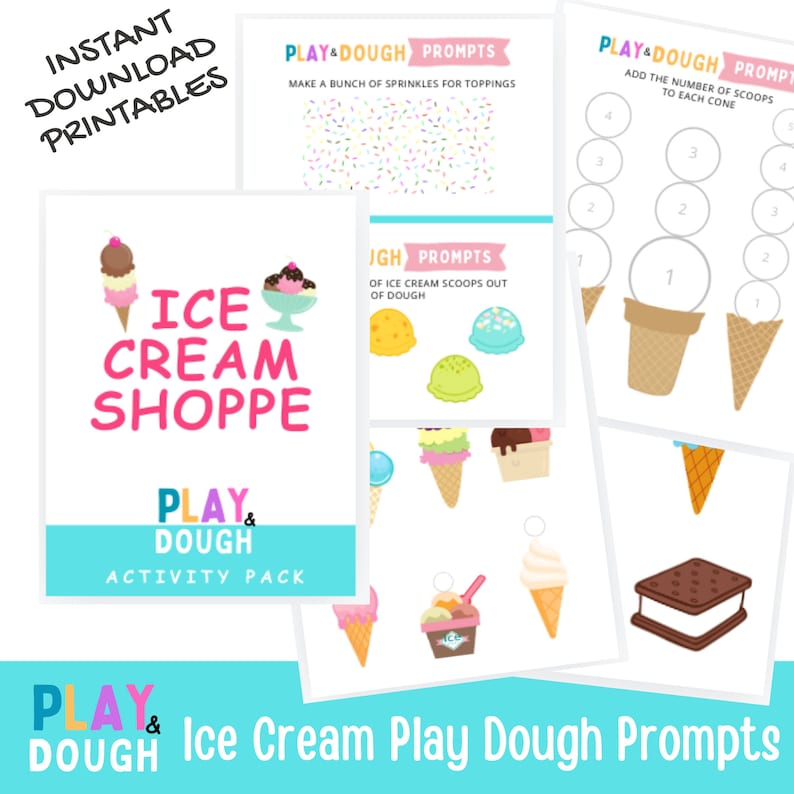 Ice Cream Play Dough Mats With Sensory Play Dough Prompts, Toddler ...