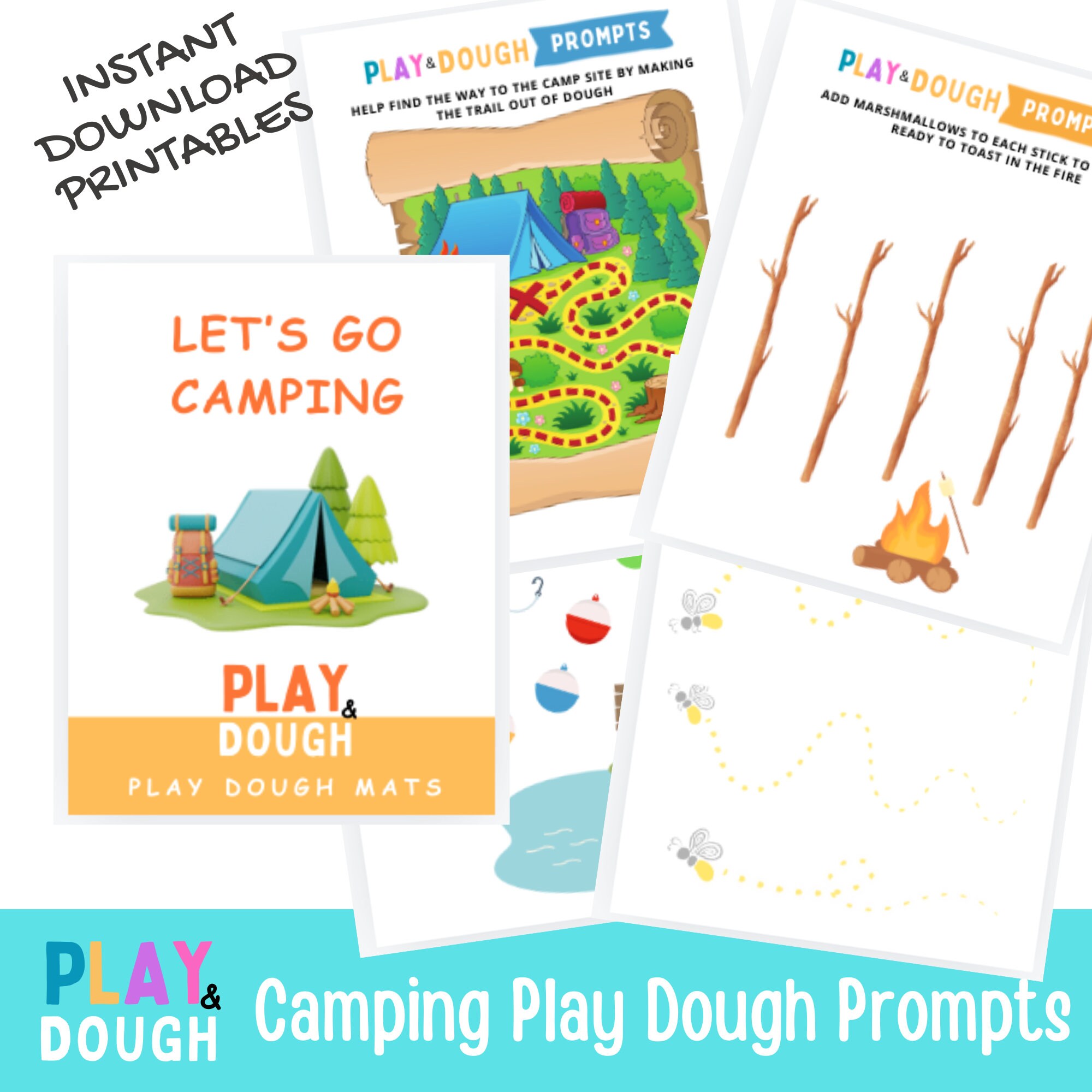 Camping Play Dough Mats With Sensory Play Dough Prompts, Toddler ...