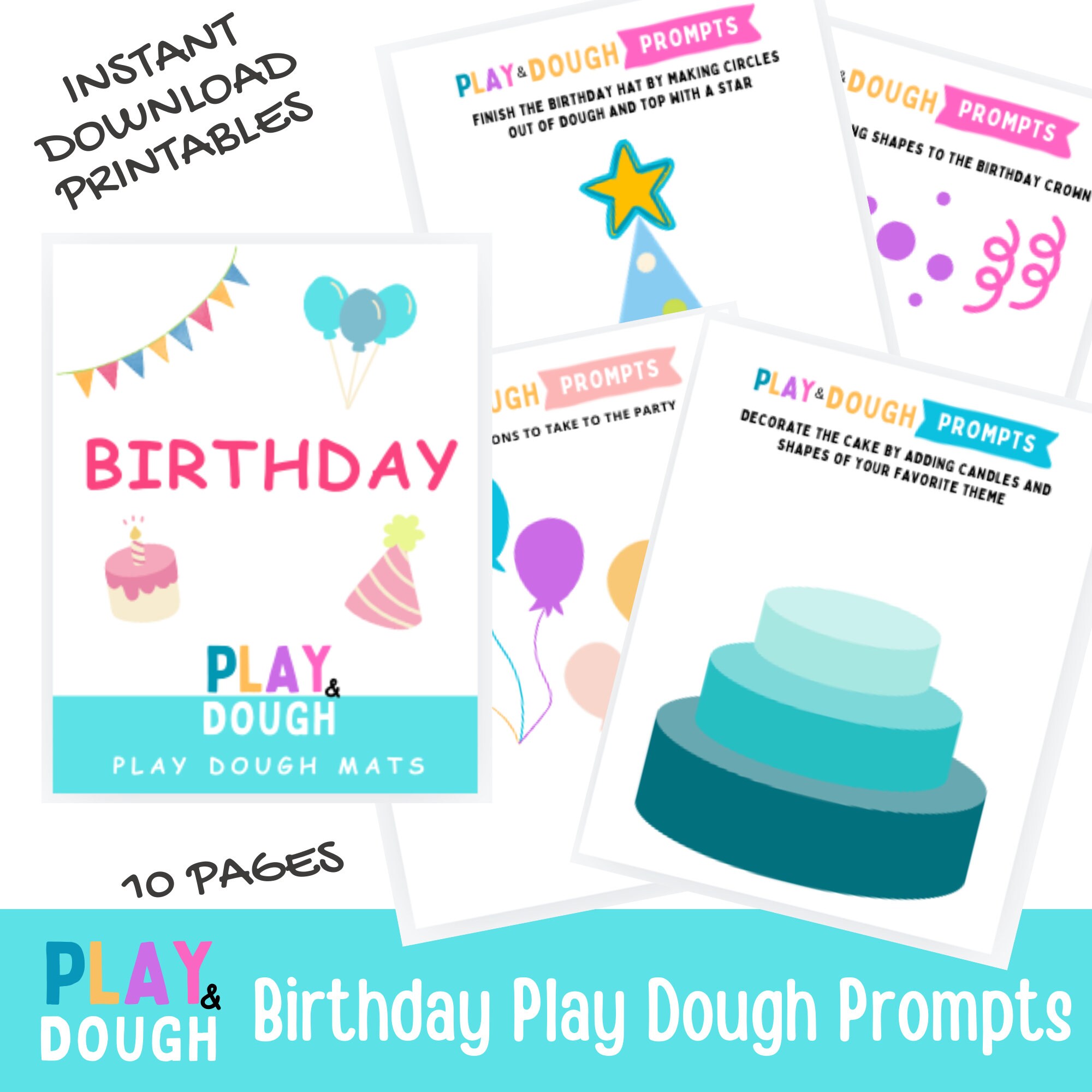 Birthday Play Dough Mats With Sensory Play Dough Prompts, Toddler ...
