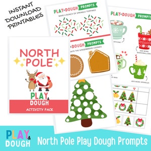 Christmas Play Dough Prompts North Pole Theme, Hands on Sensory Play ...