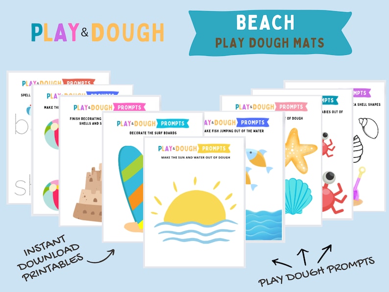 Beach Play Dough Mats With Play Dough Prompts, Outdoor Toddler ...
