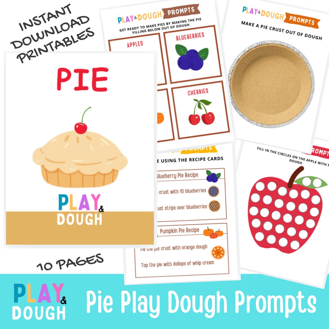 Pie Play Dough Mats With Sensory Play Dough Prompts and Activity Pack ...