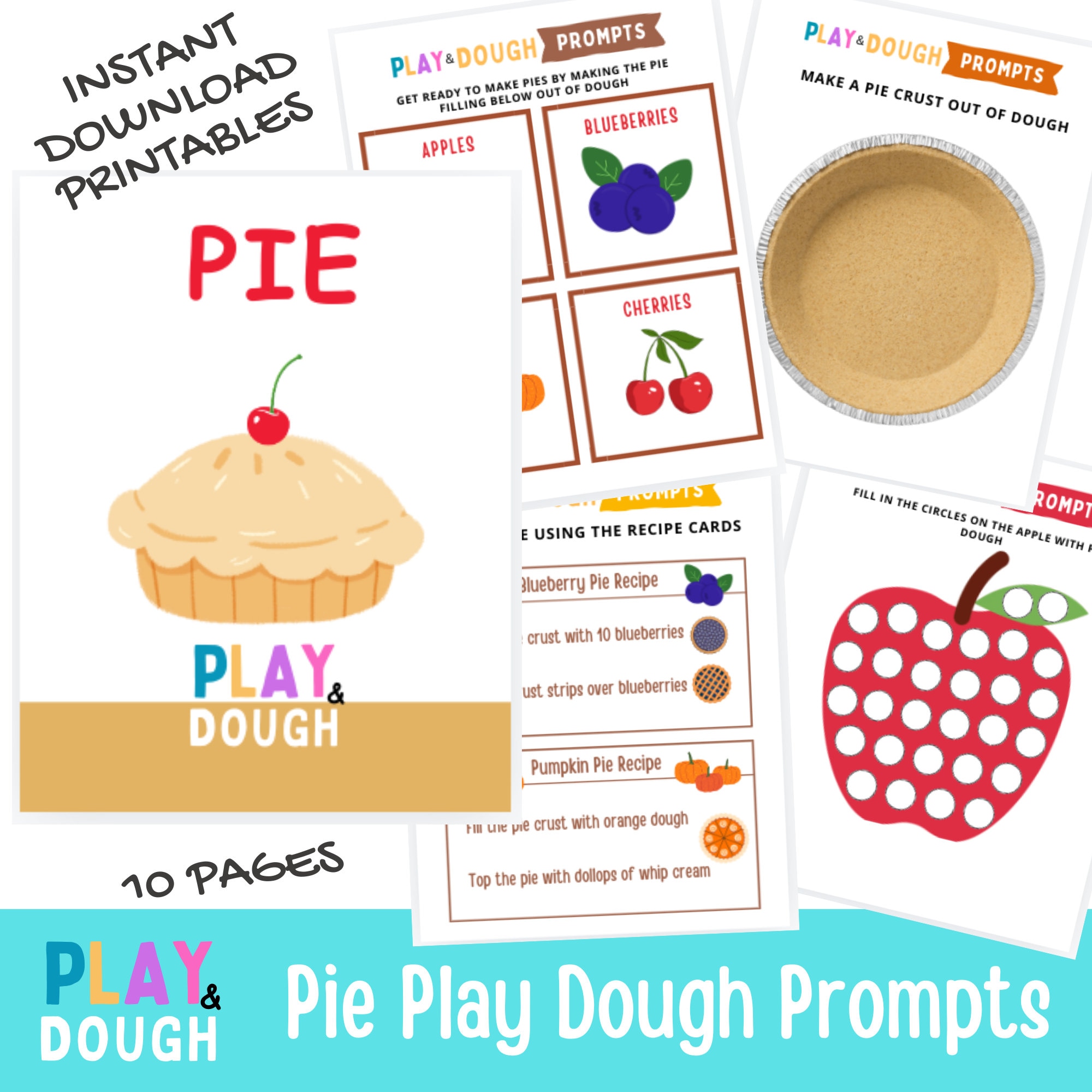 Pie Play Dough Mats With Sensory Play Dough Prompts and Activity Pack ...