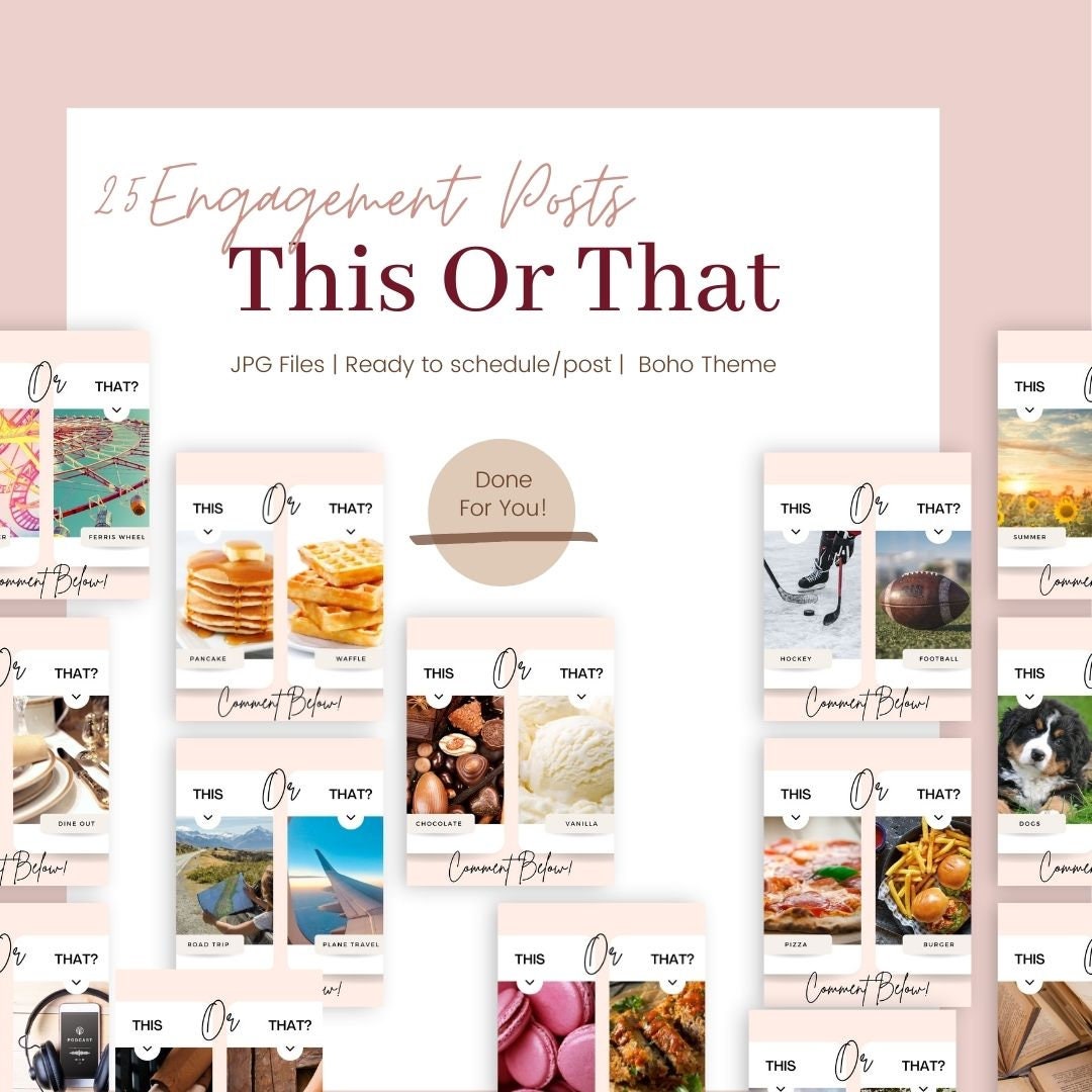 25 Boho Engagement Posts, This or That, IG Engagement Boosting Photos ...