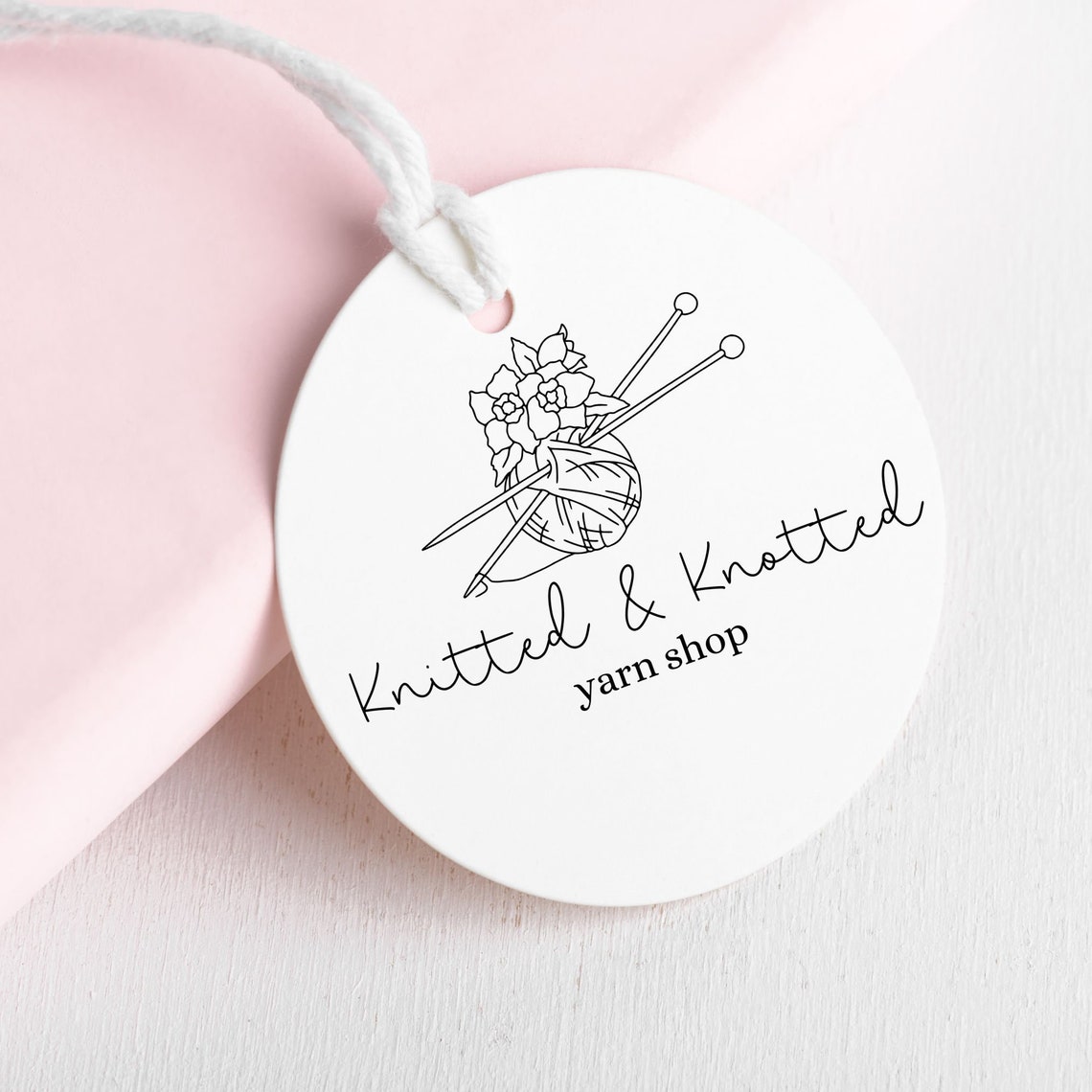 Yarn Knitting Logo | Premade Logo | Boho Logo | Line Art Logo | Logo ...