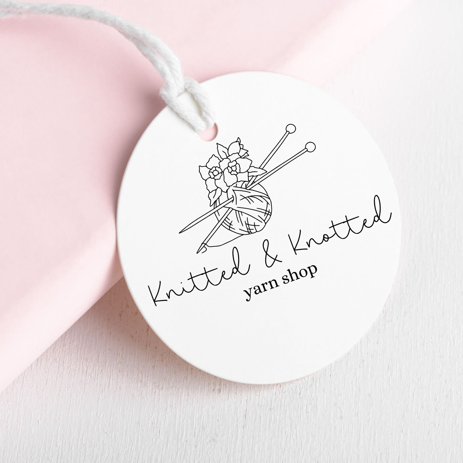 Yarn Knitting Logo | Premade Logo | Boho Logo | Line Art Logo | Logo ...