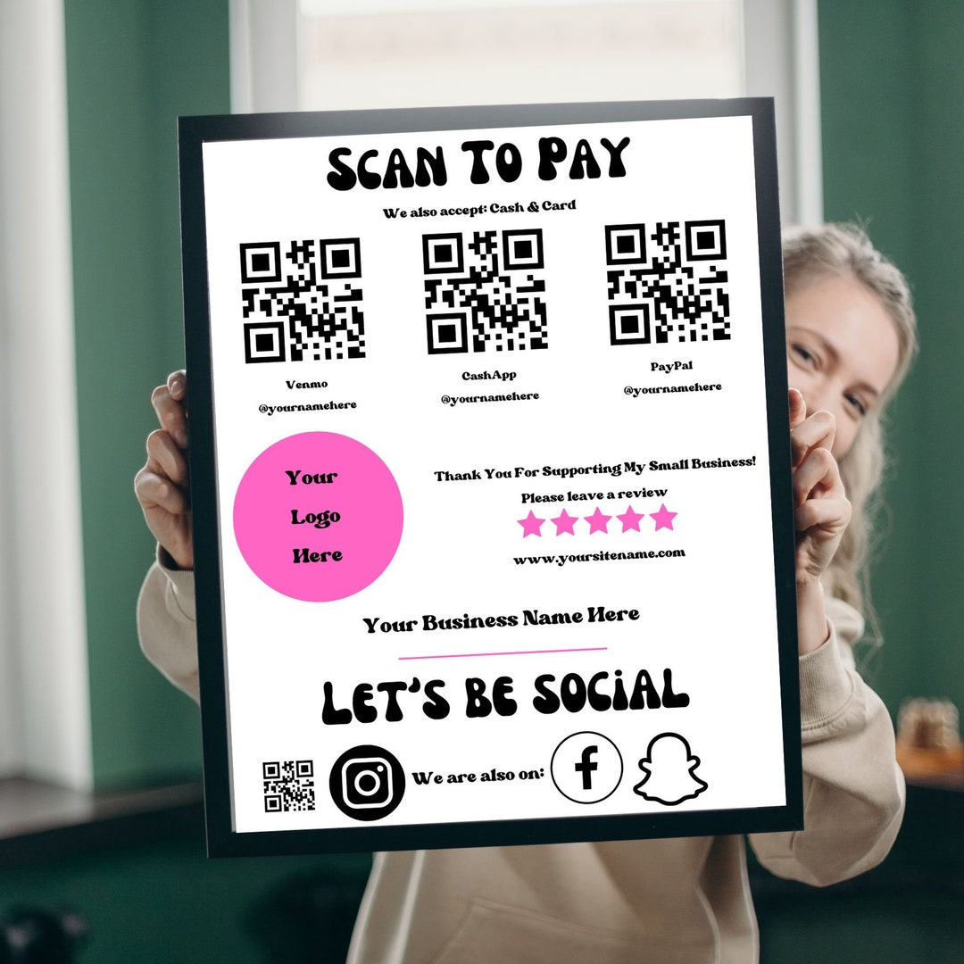 Editable Scan to Pay | QR Code Sign | Small Business Sign | Editable QR ...