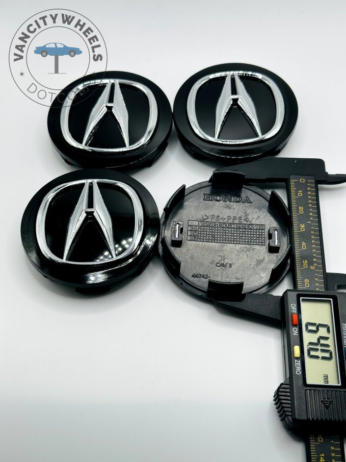 Set of 4 Black/chrome Acura Alloy Wheel Center Caps 69mm, Black/chrome ...