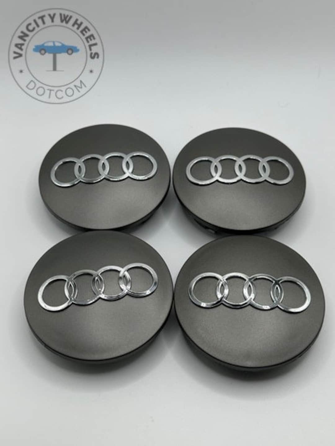 Set of 4 Grey AUDI Alloy Wheel Center Caps 68mm, Grey Center Hub Caps ...
