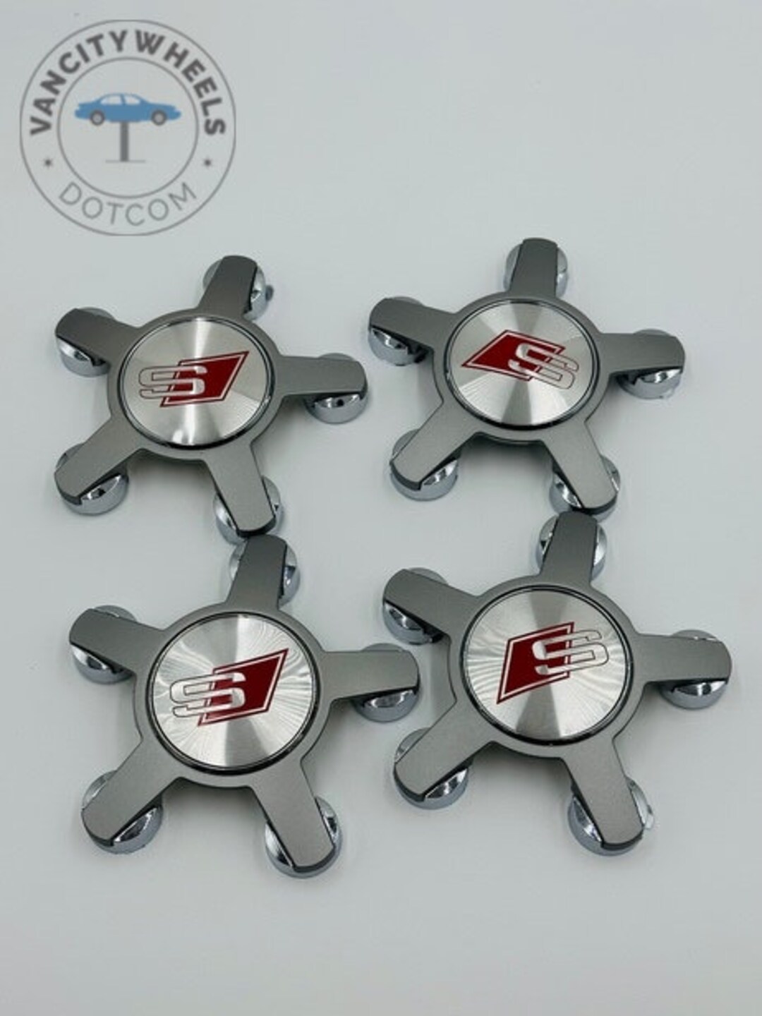 Set of 4 Grey AUDI S Line Alloy Wheel Center Caps 135mm, Grey Center ...