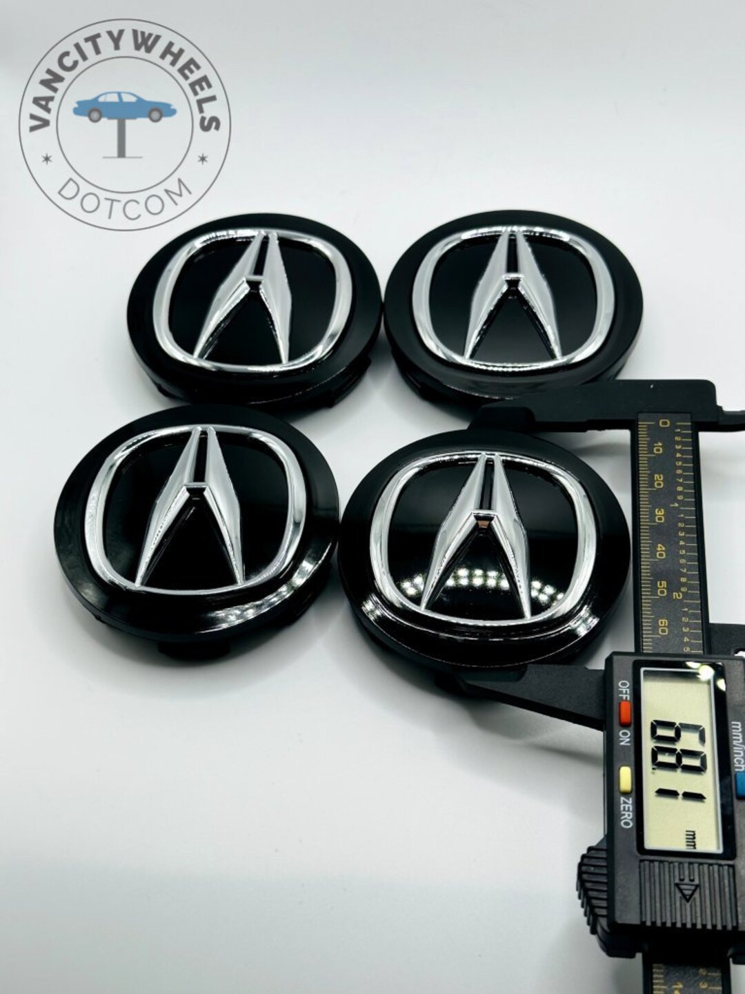 Set of 4 Black/chrome Acura Alloy Wheel Center Caps 69mm, Black/chrome ...