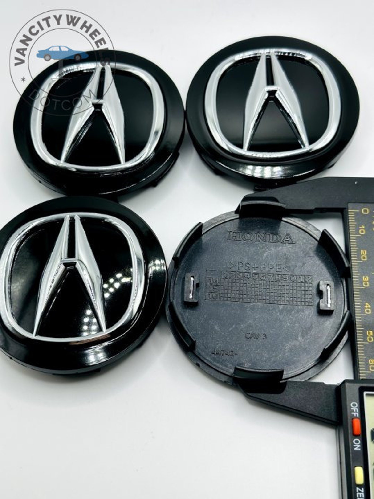 Set of 4 Black/chrome Acura Alloy Wheel Center Caps 69mm, Black/chrome ...