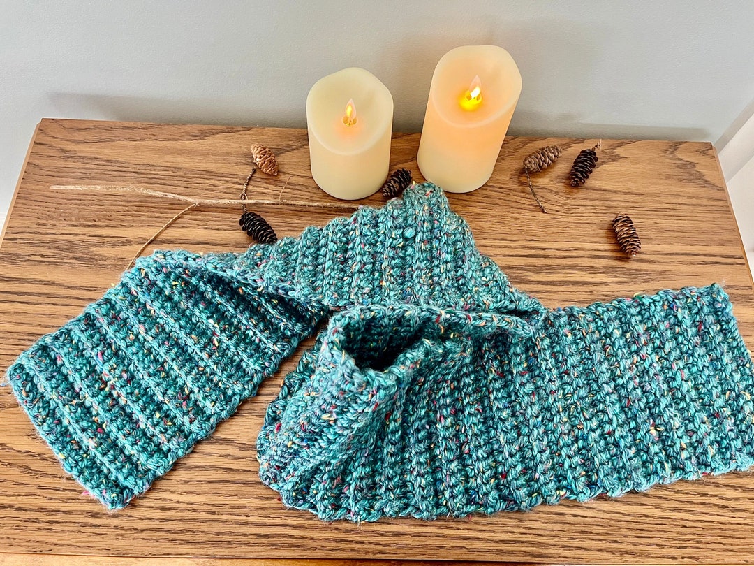 Women's Teal Turquoise Blue Winter Scarf warm Handmade Crochet Knit ...
