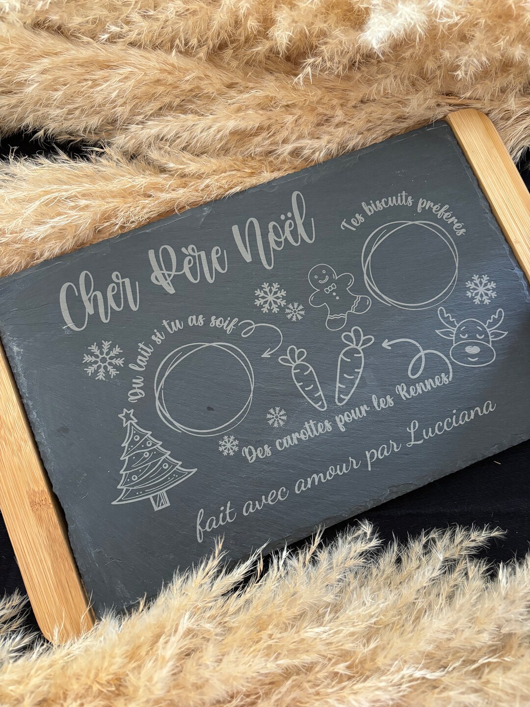 Personalized Santa Claus Tray in Wood and Slate - Etsy